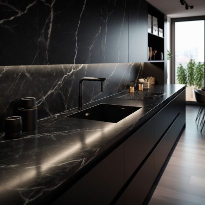 Plan de Travail en Marbre Noir « Marquis » | Meilleur Plan cuisine