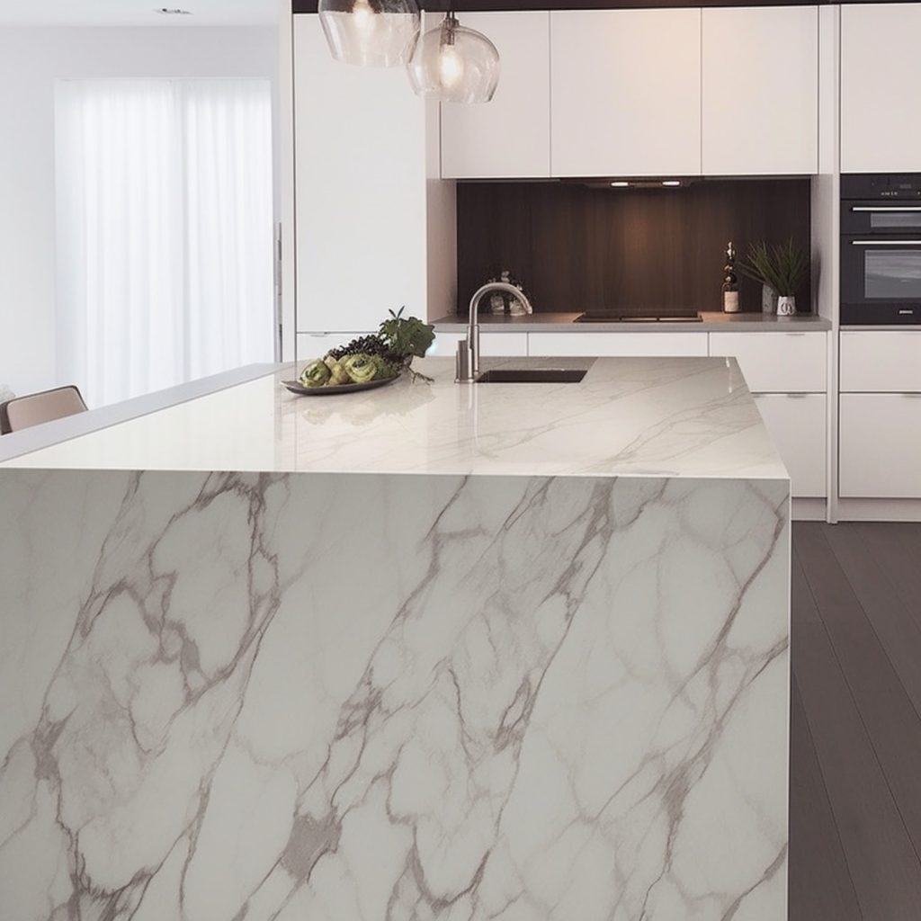 Plan de Travail Quartz – « Calacatta Valentin » | Meilleur Plan cuisine